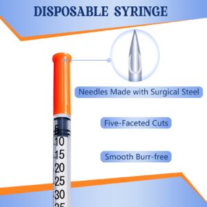 1mL 30G 1/2 Inch Syringe - 1cc 30 Gauge 12.7mm, Individually Wrapped, Pack of 25