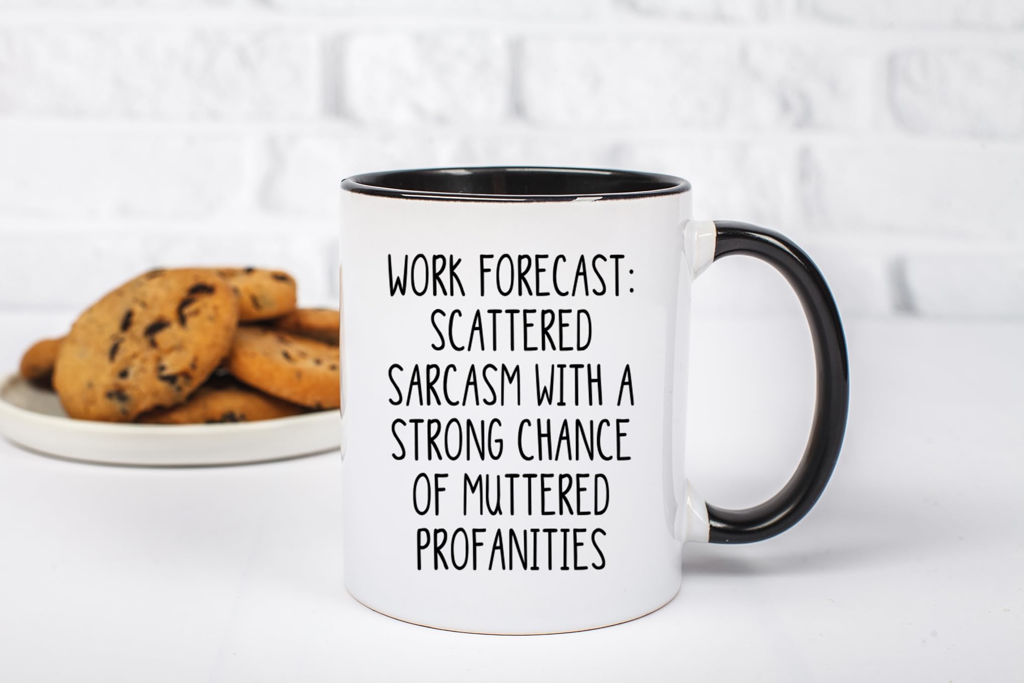 Work Forecast Coffee Mug - Funny Coworker Birthday Gift Idea for Him or Her – Present for Boss Employer Bestfriend - Sarcastic Gag Going Away Farewell - 11 oz Cup Novelty Drinkware