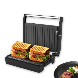 mubenlife,panini press,sandwich press,pnini grill,electric indoor grill,perfect for grilling sandwich,steak,burger,panini,sausage,non-stick, auto temperature, 2 slice, mini size