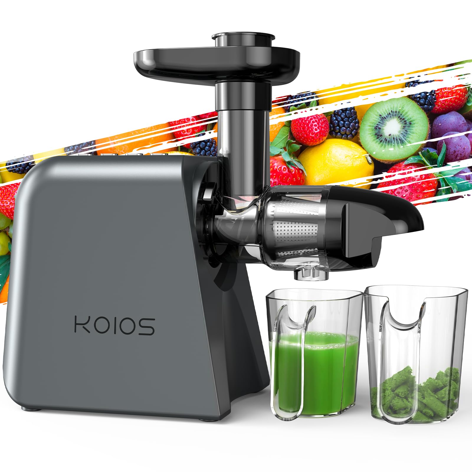 Cold Press Juicer, Juicer Machine for Vegetable and Fruit, Masticating Juicer Machine with 2 Speed Modes & Reverse function, Celery Juicer with Quiet Motor, Easy to Clean with Brush, Non-BPA