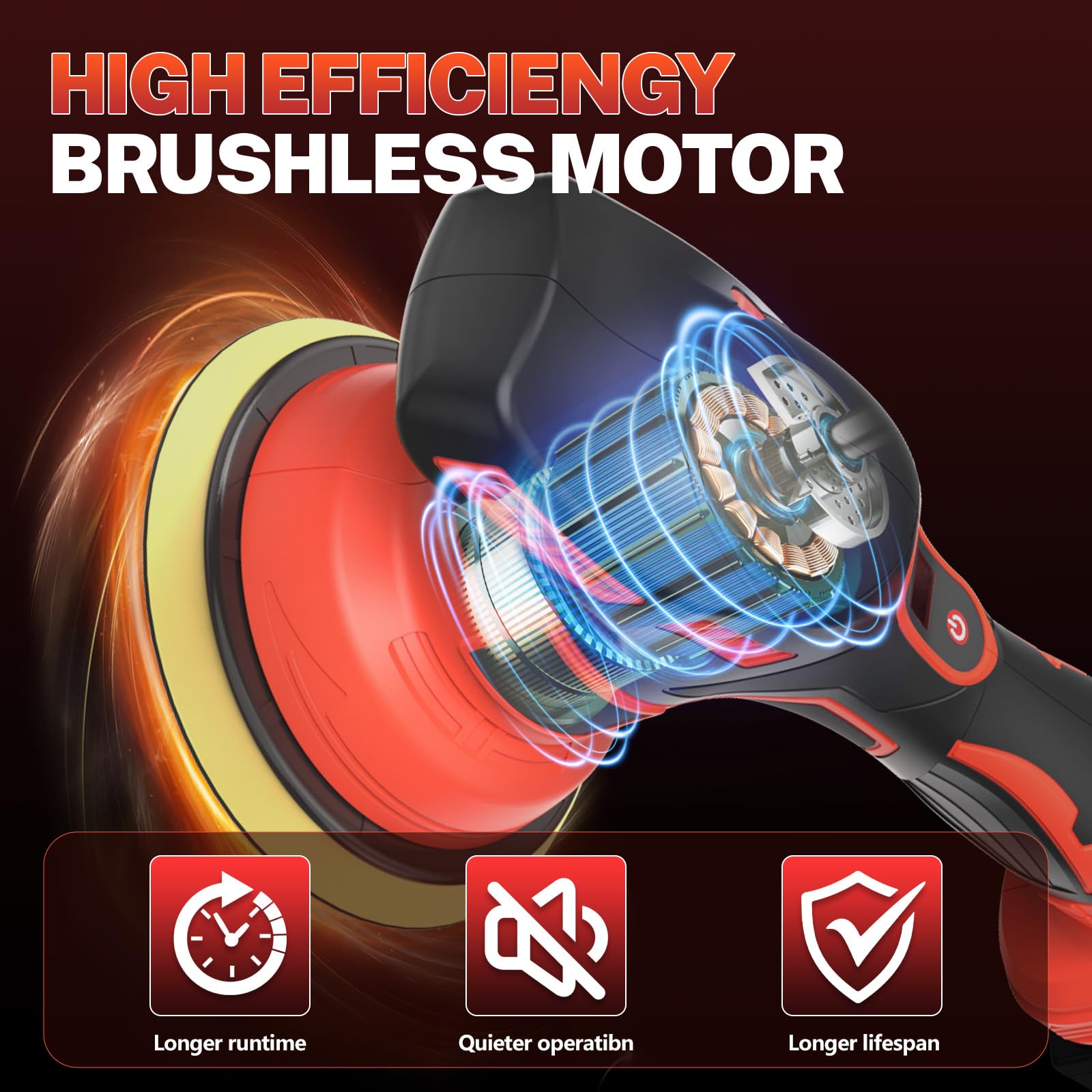 Cordless Car Buffer Polisher for Milwaukee 18V Max Battery, Orbital Polisher with 8 Variable Speed, Brushless Motor Car Buffer, Power Polisher for Car Detailing/Polishing/Waxing (Tool Only)