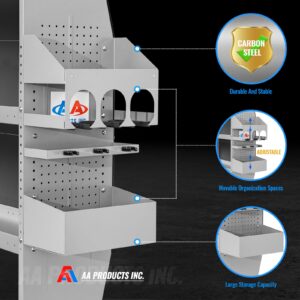 AA Products P-SH-Power Tool Organizer Wall Mount Designed for 13''D Van Shelving Storage, Three Layer 13" W Steel Power Tool Charging Station Organizer