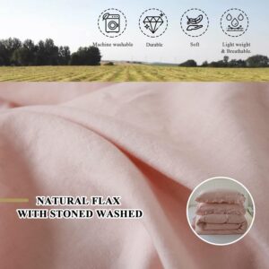 The Bed Linen, Linen Duvet Cover in Blush Pink, Ruffle Linen Comforter Cover, Queen King Linen Bedding Set Ruffled Bedding Set Washed Linen Fabric Duvet Cover Set Uo Bedding (Full 80X90)