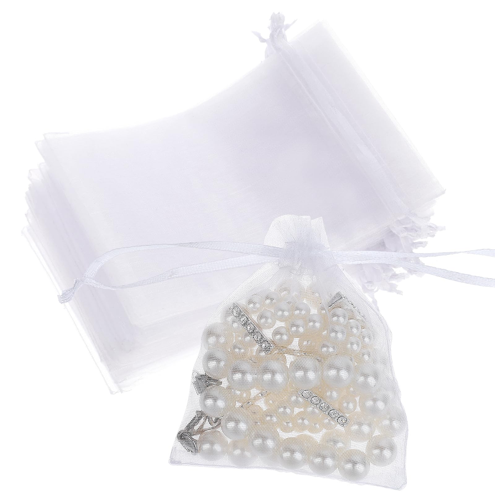 KALIONE 50 Pcs Organza Bags, Mini Jewelry Bags Drawstring Gift Bags Mesh Gift Pouches Wedding Favor Bags Mesh Pouch Gift Bags Drawstring Bags For Jewelry Candy Party Favors Wedding Birthday