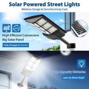 4-Pack 2000W Solar Street Lights Outdoor, 924 LEDs 12000LM Solar Lights Outdoor Motion Sensor, Waterproof Solar Parking Lot Lights Dusk to Dawn, 6500K LED Solar Flood Lights for Yard, Remote Control