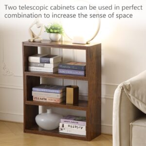 VASTATIO Book Shelf, 4 Tier Expandable Bookcase, Large Corner Bookshelves with 6 Storage Units, Can be Used in Small Spaces or Corners, Suitable for Home, School and Commercial use (Brown)