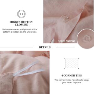 The Bed Linen, Linen Duvet Cover in Blush Pink, Ruffle Linen Comforter Cover, Queen King Linen Bedding Set Ruffled Bedding Set Washed Linen Fabric Duvet Cover Set Uo Bedding (Full 80X90)