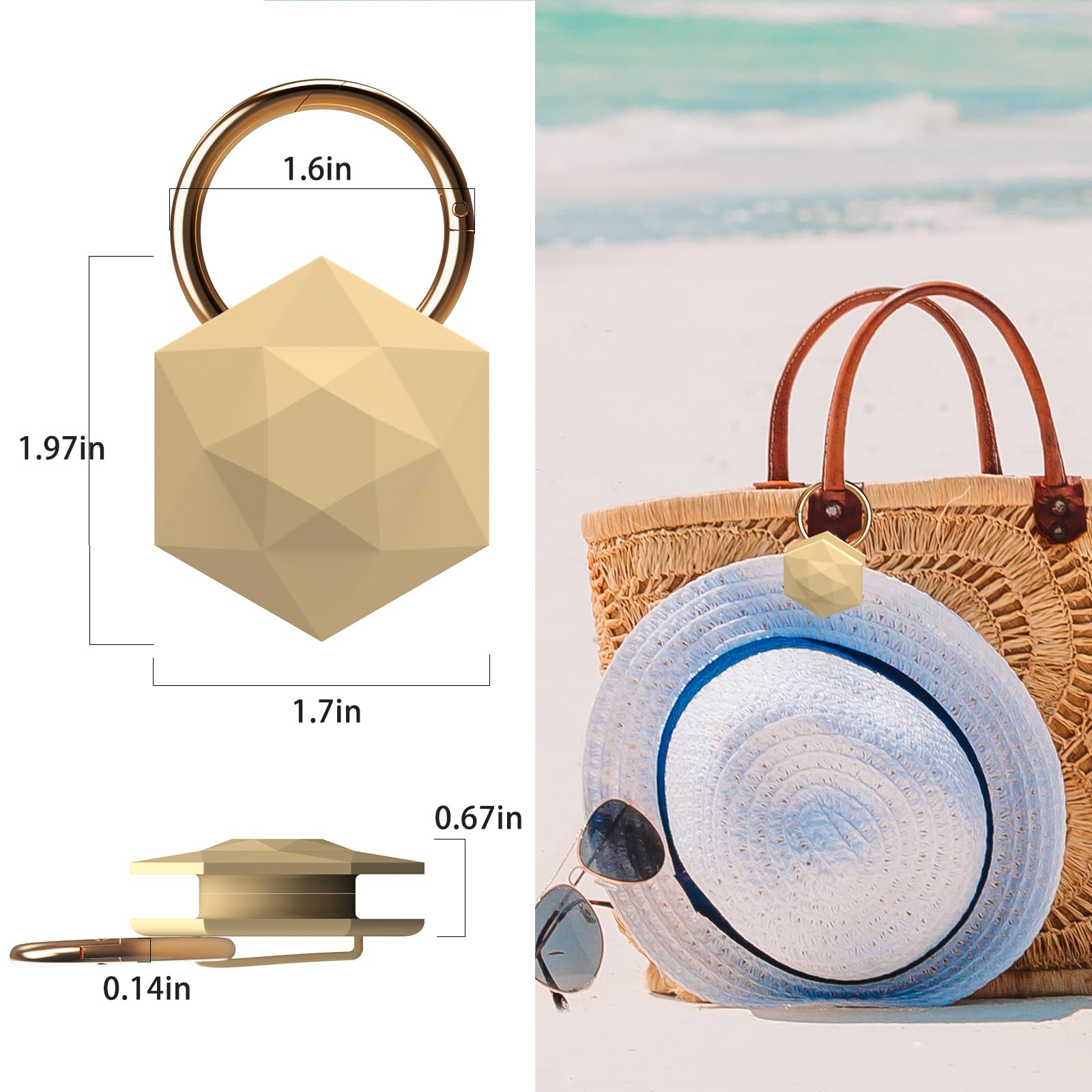 Magnetic Hat Clip for Travel on Bag High Strength Magnet Hat Holder Fits on Backpacks Purses Totes Diamond Exterior Design, Stylish and Generous, Creative Gift for Women (Tan)