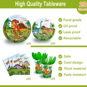 Dinosaur Birthday Decorations Kit For Boys Dinosaur Party Supplies Dino Backdrop Plates Cups Napkins Banner Balloon Tablecloth Cake Toppers