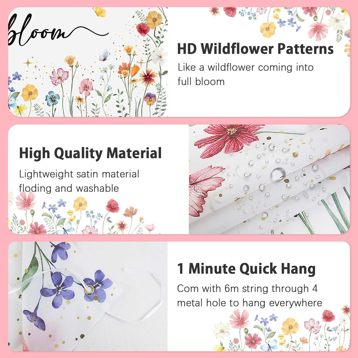 Baby in Bloom Backdrop Banner Baby Shower Decorations for Girls, Large Size 3 x 5Ft Wildflower Baby in Bloom Backdrop Banner Party Supplies