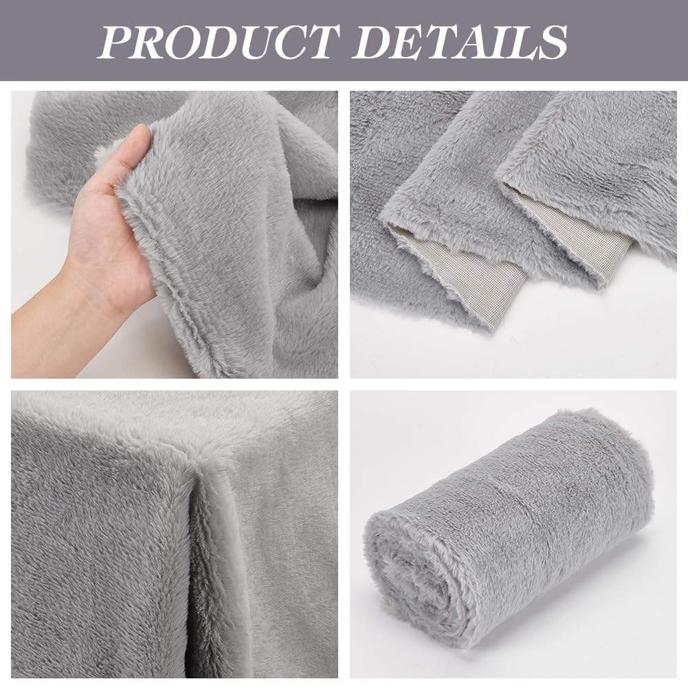 BENECREAT 63x20 Inch Short Hair Faux Fur Fabric, Dark Gray Pre-Cut Craft Fur Fabric Shaggy Fur Patches for Costumes, Apparel, Rugs, Pillows, Decorations