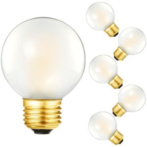 homosum dimmable 40w g16.5 frosted edison bulb - 2700k 4w e26 globe bulb for ceiling fans, chandeliers, vanity lights -400lm,ac120v,g50, 6pack (4w-2700k)