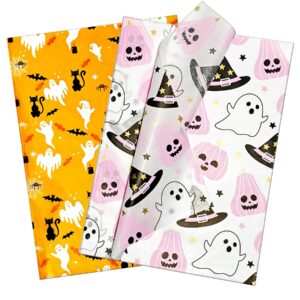 liapawpaw 30 sheets halloween tissue paper, ghost pumpkin tissue paper for gift bags, cute pink orange gift wrapping tissue art tissue decorative for halloween holiday part diy craft packing,20x14inch