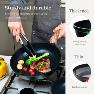 MOJIRE Frying Pan Set Nonstick with Lids, 3-Piece 8inch 10 inch 11inch Non Stick Skillet with 2-Piece Lids, PFOA Flat Cookware, Gas Induction Stovetops Compatible