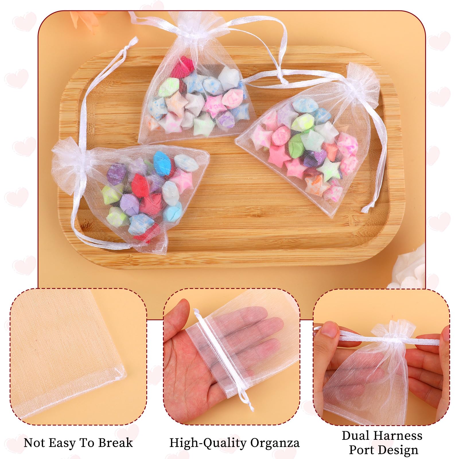 KALIONE 50 Pcs Organza Bags, Mini Jewelry Bags Drawstring Gift Bags Mesh Gift Pouches Wedding Favor Bags Mesh Pouch Gift Bags Drawstring Bags For Jewelry Candy Party Favors Wedding Birthday