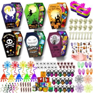 goaus halloween party favors 20 pack, coffin box treat goodie bag bags, 240 pcs toys bulk non-candy treats for trick or treat, halloween crafts, kids prizes classroom basket stuffers