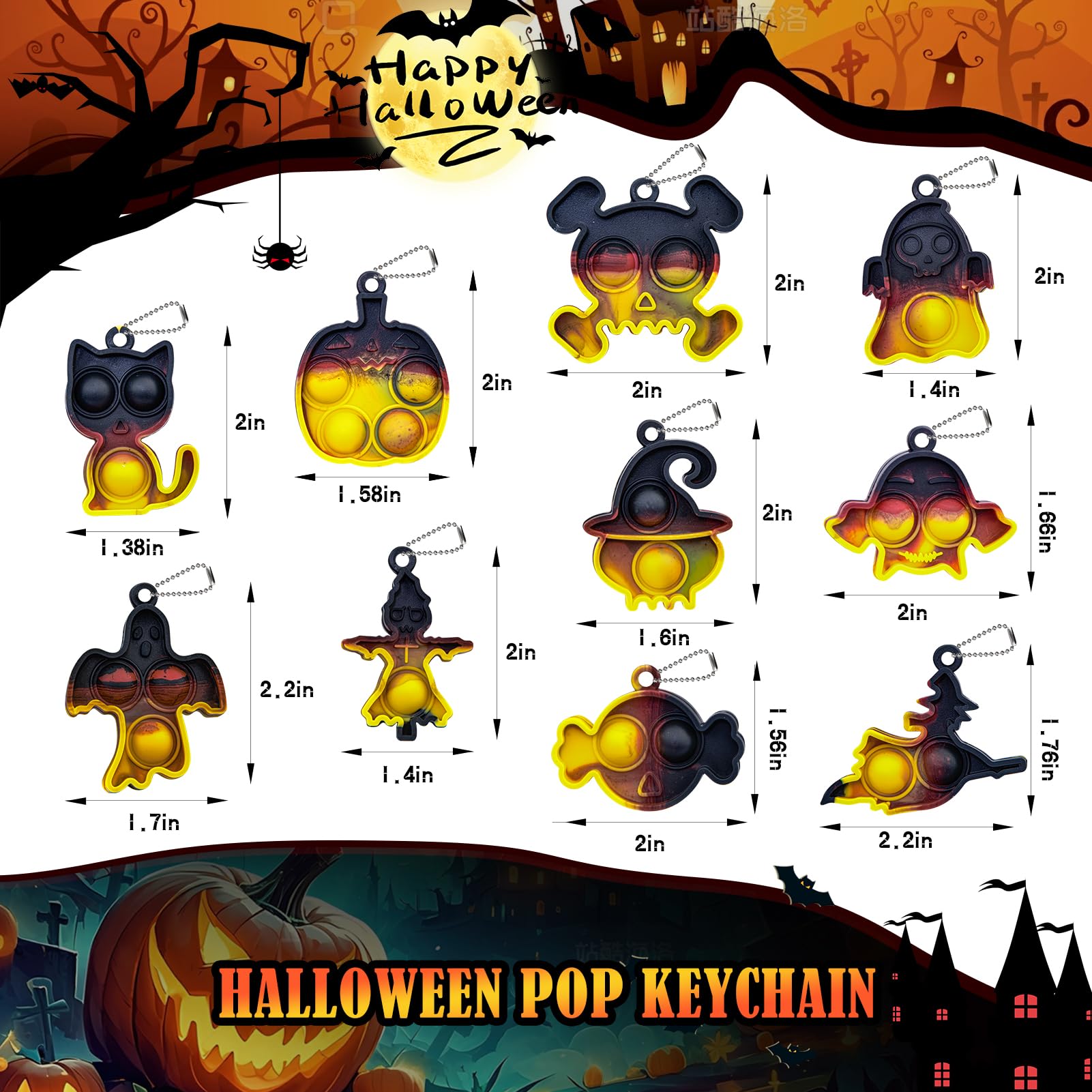 Halloween Pop Fidget Toys Bulk Its Halloween Party Favors for Kids 30PCS Mini Pop Keychain It Halloween Party Supplies Halloween Goodie Bag Fillers Fidgets for Classroom Prizes for Kids