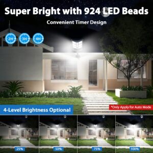 4-Pack 2000W Solar Street Lights Outdoor, 924 LEDs 12000LM Solar Lights Outdoor Motion Sensor, Waterproof Solar Parking Lot Lights Dusk to Dawn, 6500K LED Solar Flood Lights for Yard, Remote Control