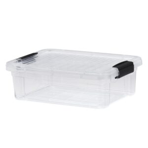 superio clear storage box with lid, 4.5 quart plastic container bins for organizing, stackable crates, bpa free, non toxic, odor free, organizers for home, office, school, and dorm