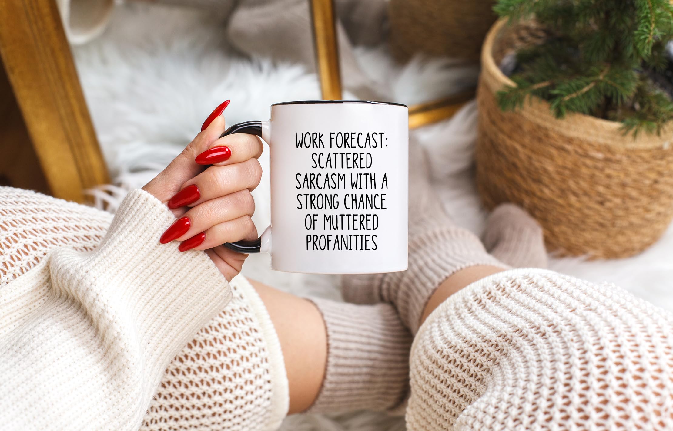 Work Forecast Coffee Mug - Funny Coworker Birthday Gift Idea for Him or Her – Present for Boss Employer Bestfriend - Sarcastic Gag Going Away Farewell - 11 oz Cup Novelty Drinkware