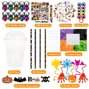 Coneatness Halloween Party Favors, 24 Pack Kids Party Cups Bulk, 292 Pcs Toys for Trick or Treat, Treat Bags Goodie Bag Stuffers Fillers Classroom Prizes Non-candy Treats