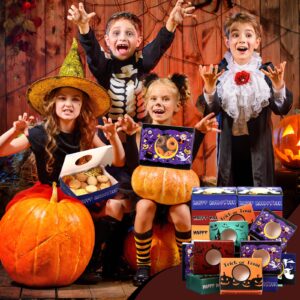 MotiMind 36 Pieces Halloween Cookie Boxes with Window Halloween Treat Boxes Pumpkin Ghost Popcorn Boxes 6.3 x 5.12 x 2.36 Inch Paper Halloween Candy Bowl Snack Tray for Trick or Treat Party Supplies