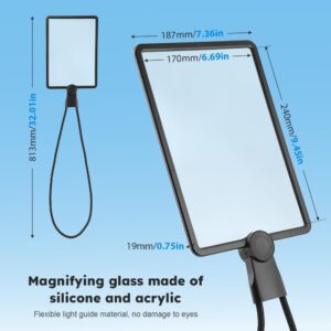 5X Hands Free Magnifying Glass with Light,Large Page Magnifier for Reading,Full Book Page Magnifier with Flexible Gooseneck and 50 Led Lights for Seniors Repair Sewing Newspaper