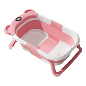 zajsss foldable dog pet bathtub,portable bathtub for puppy,dog tub with thermometer,26.3x16.5x8.3inch,for puppy small dogs cats, pink