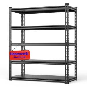 lauxery heavy-duty metal garage shelving unit, 3000 lbs load capacity, 5-tier aluminum metal garage shelves, adjustable industrial storage rack for basement and workshop(1,72" h x 45.3" x 19")