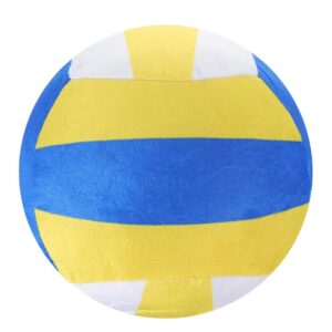 8.7inch volleyball plush toy,volleyball volleyball plush pillow,volleyball stuff,volleyball throw pillow,soft round volleyball shaped pillow sport toys,gift for kids room decor (yellow blue and white)