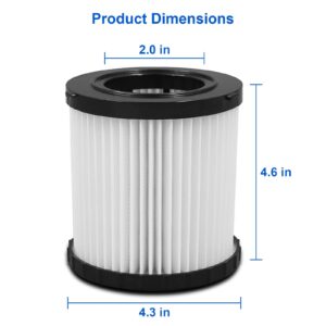 DCV581H Vacuum Filters for Dewalt DCV580H DCV581H DCV5801H 20V Vacuum, Washable Reusable High Efficiency Replacement Filter 4 Pack