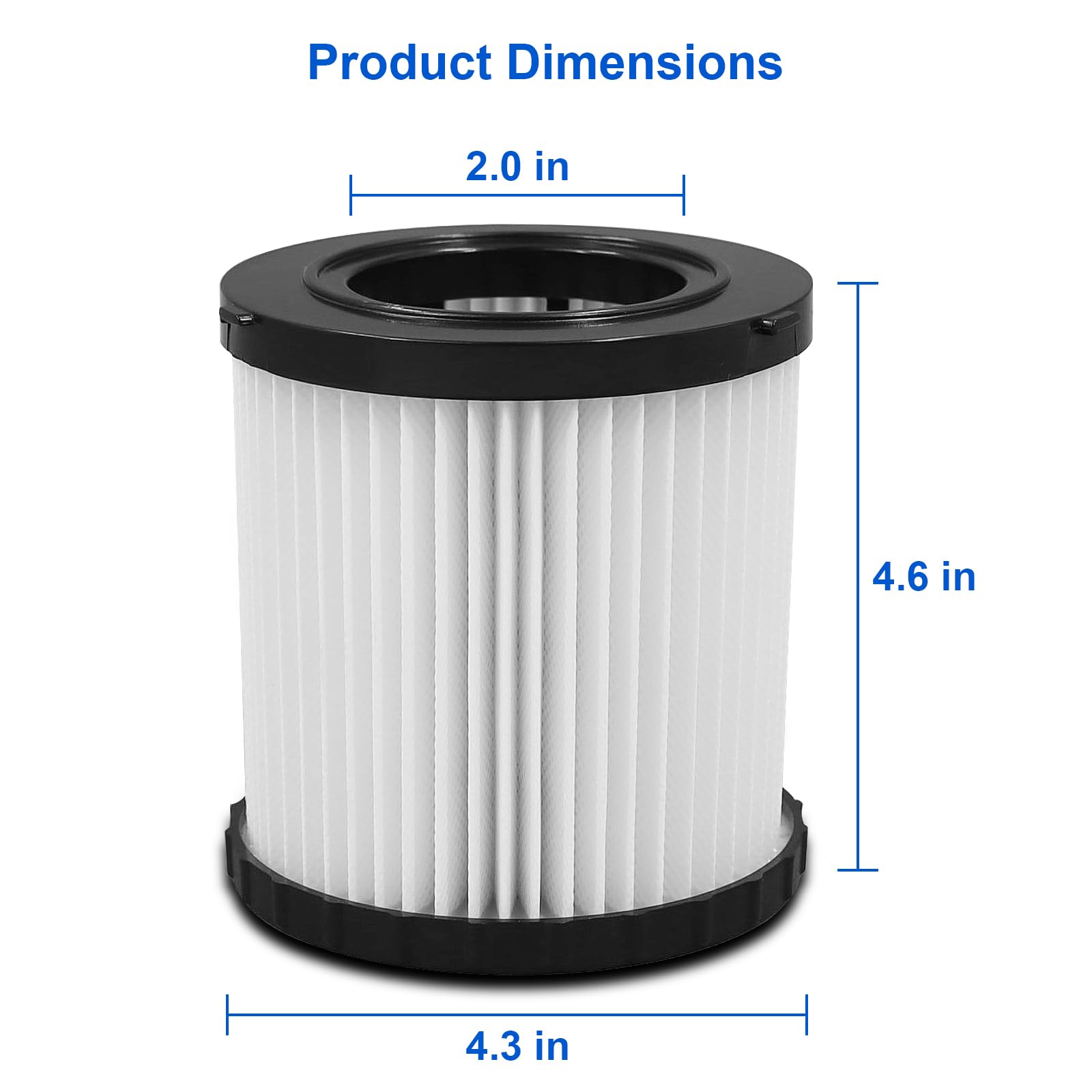 DCV581H Vacuum Filters for Dewalt DCV580H DCV581H DCV5801H 20V Vacuum, Washable Reusable High Efficiency Replacement Filter 4 Pack