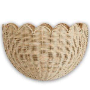 bebe bask scalloped wicker wall basket - hand woven scalloped basket – scalloped décor wall hanging baskets – 16 x 10 x 7 in - hanging wall basket