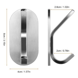 Towel Hook Adhesive Hooks, 4 Pack Towel Racks for Bathroom Stainless Steel 3.15 inch Wall Hooks Hanger Towel Holder Heavy Duty Robe Coat Hook for Towel, Coat, Robe, Cloth, Hat (Silver)