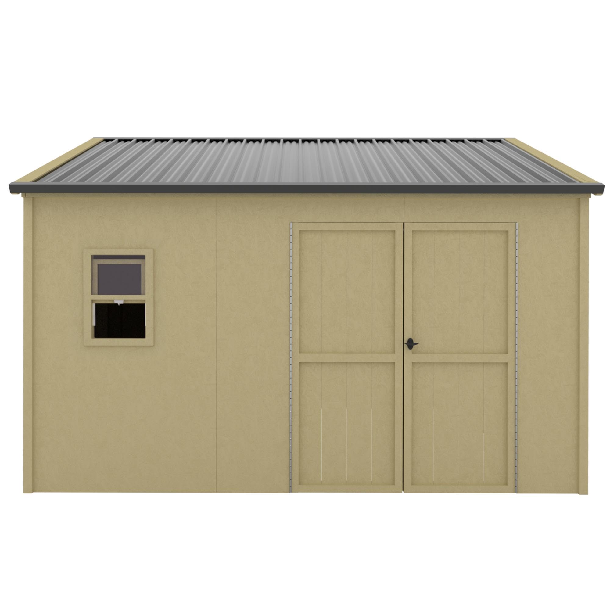 MUPATER 10 ft x 12 ft Outdoor Wood Shed with Metal Roof, Lean-to Storage shed Garden Furniture Tools with Lockable Door and Vents for Garden, Patio