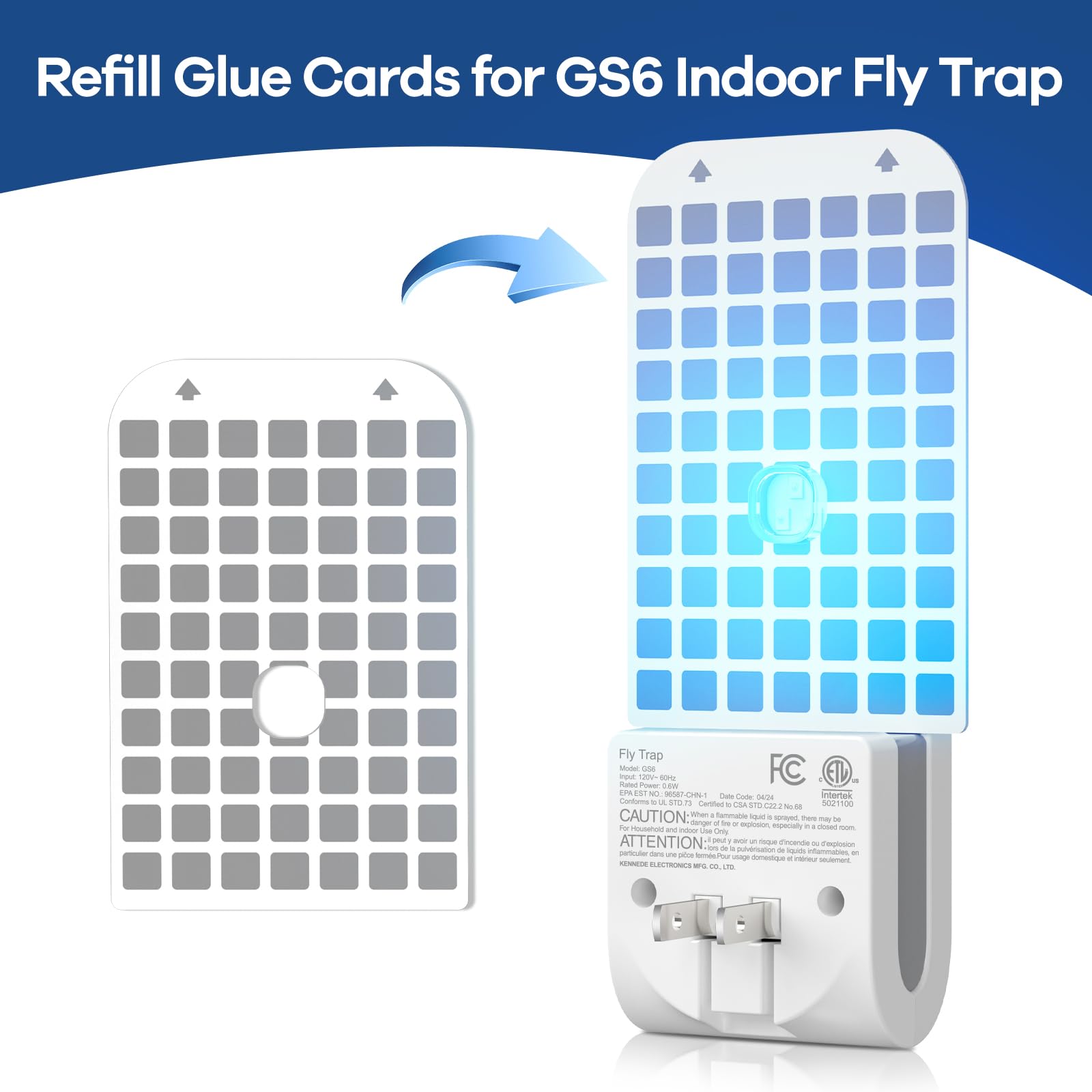 DFAGIE GS6 Fly Trap Indoor Refill Glue Cards, Replacement Glue Card 10 Pack