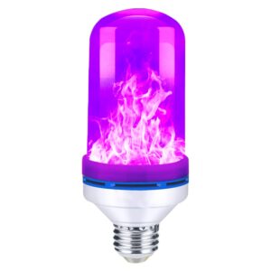 leinetfor upgraded led flame light bulbs, 4-mode flickering light bulbs with gravity sensor, e26 fire light bulb for porch party patio home halloween christmas indoor outdoor (purple, 1)