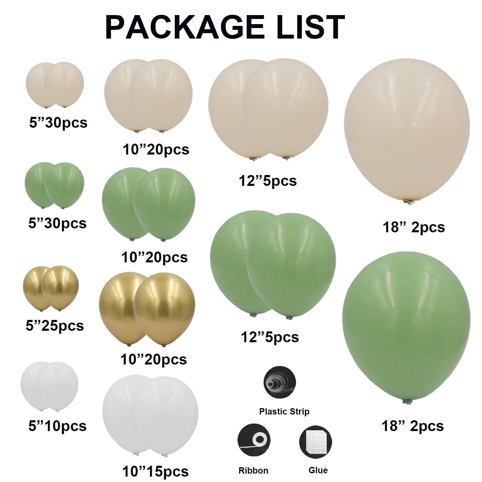 Sage Green Balloons Arch Kit-184pcs Sage Green Sand White and Chrome Gold Balloons Garland Kit for Birthday Baby Shower Bridal Shower Jungle Safari Engagement Party Decorations