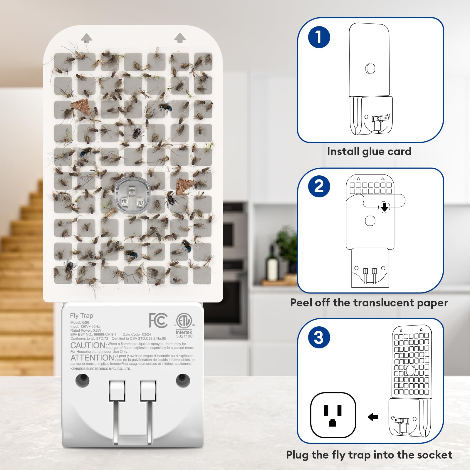 2 Pack Fly Trap Indoor(2 Device + 10 Glue Cards), Mosquito Killer, Plug-in Flying Insect Trap for Mosquito, Flies, Fruit Flies, Moths, Gnats