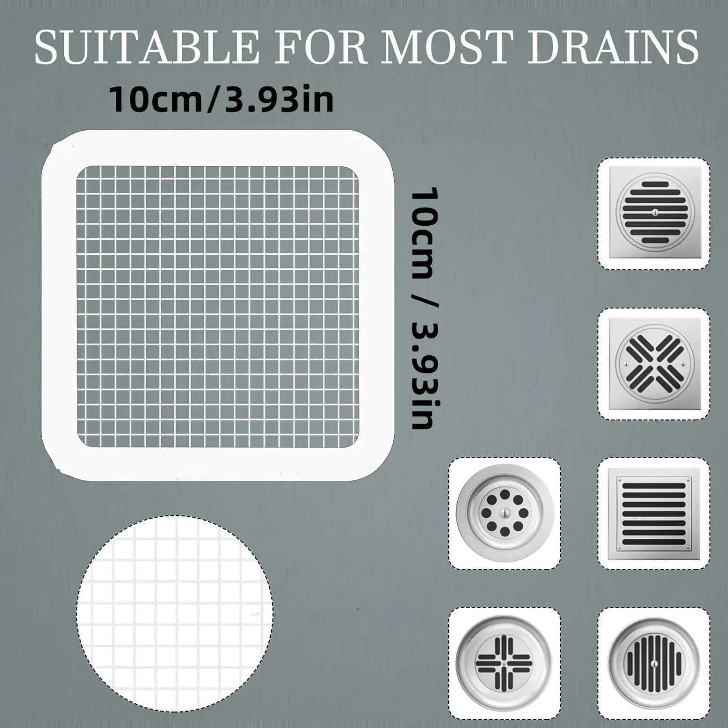 MuZhiAn Disposable Shower Drain Collector Mesh Sticker, 4" x 4" Disposable Shower Drain Catcher, Hair Catcher,Drain Hair Catcher,Drain Mesh Cover, for Bathroom, Laundry Room, Kitchen, Bathtub(30 Pcs)