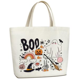 pumpkin ghost canvas tote bag halloween shoulder bag, aesthetic tote bag for women, holiday gifts for daughter ladies friend coworker, halloween boo party favor reusable grocery shopping bag /59