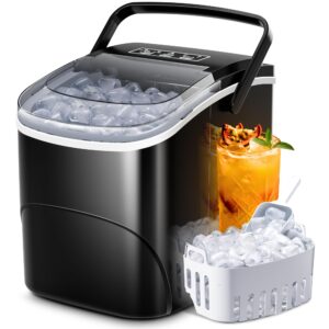 crzoe ice makers countertop,26lbs/24h,9 pcs/6 mins,portable countertop ice maker machine with self-cleaning,2 sizes of bullet ice,small ice maker with handle for home/kitchen(black)