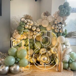 Sage Green White Sand Gold Balloon Garland Arch Kit-186pcs Sage Green White Sand Chrome Gold Balloons for Woodland Jungle Safari Birthday Baby Shower Bridal Shower Gender Reveal Party