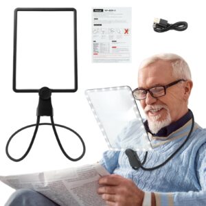 5x hands free magnifying glass with light,large page magnifier for reading,full book page magnifier with flexible gooseneck and 50 led lights for seniors repair sewing newspaper