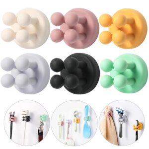 ibetterlife silicone toothbrush holders for bathrooms - 6pcs razor holder for shower wall mounted self adhesive multifunctional cute hook for kids hanging tooth brush for kitchen living room office