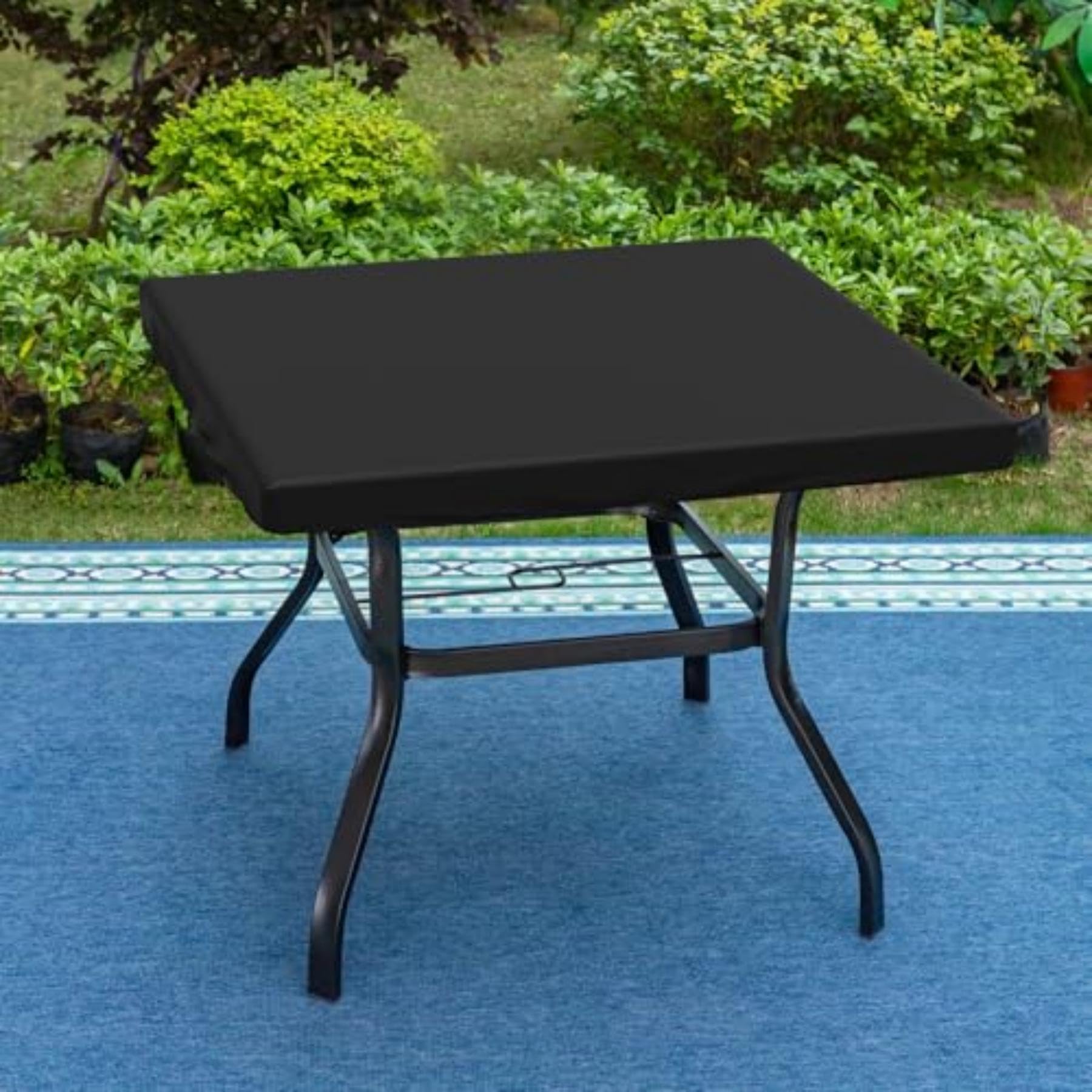 MUTUSHI Square Table Top Cover Outdoor Heavy Duty Waterproof UV & Weather Resistant Square Table Covers for Patio, Lawn Furniture & Coffee Side Table(36" L x 36" W x 6" H, Black)