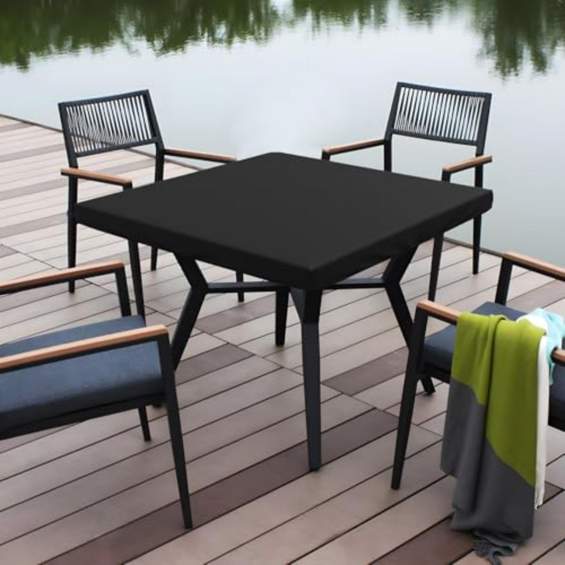 MUTUSHI Square Table Top Cover Outdoor Heavy Duty Waterproof UV & Weather Resistant Square Table Covers for Patio, Lawn Furniture & Coffee Side Table(36" L x 36" W x 6" H, Black)