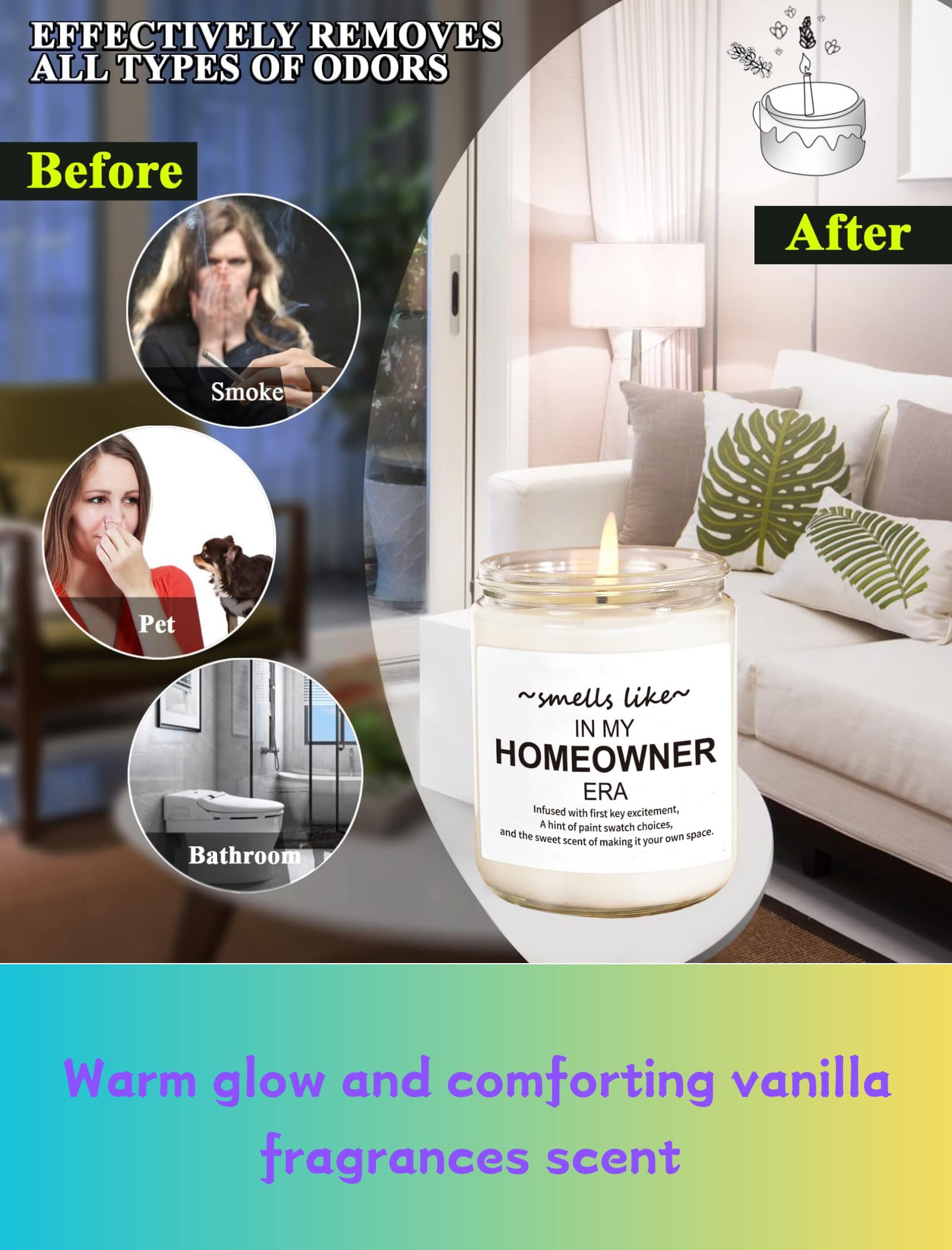 Housewarming Candle, House Warming Gifts New Home Gift Ideas, Funny Housewarming Gifts for Women Men, New Apartment Home Gifts, Vanilla Scented Candle