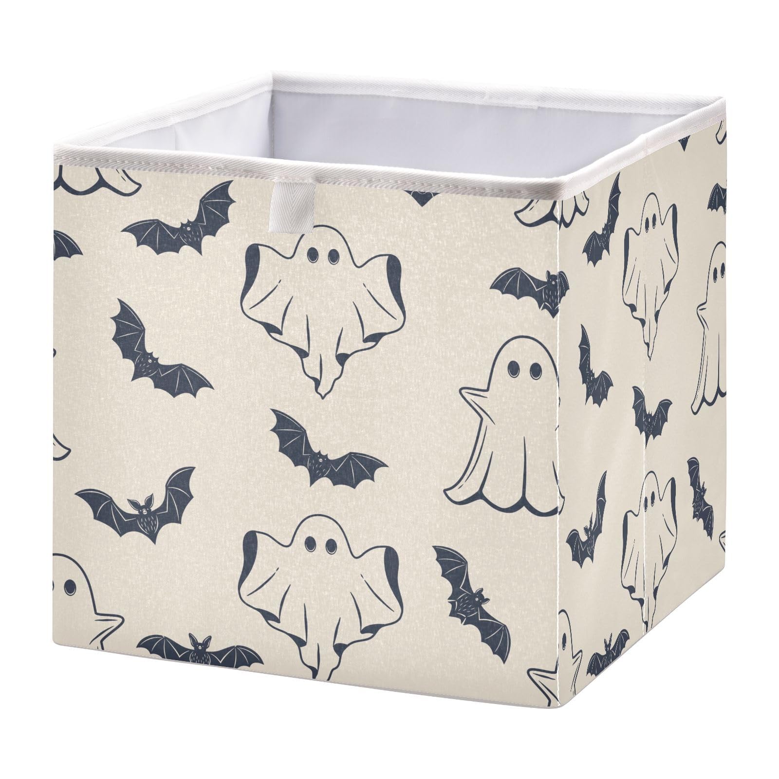 Burbuja Halloween Spooky Storage Cubes Fabric Storage Bins Foldable Closet Organizer Basket with Handle, 11x11x11 Cube