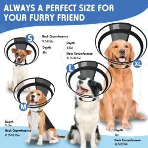 Didopet Dog Cone, Transparent Recovery Collar for Large Medium Small Dogs, E Collar for Dogs After Surgery to Stop Licking, Depth Adjustable Soft Dog Cone Not Block Vision